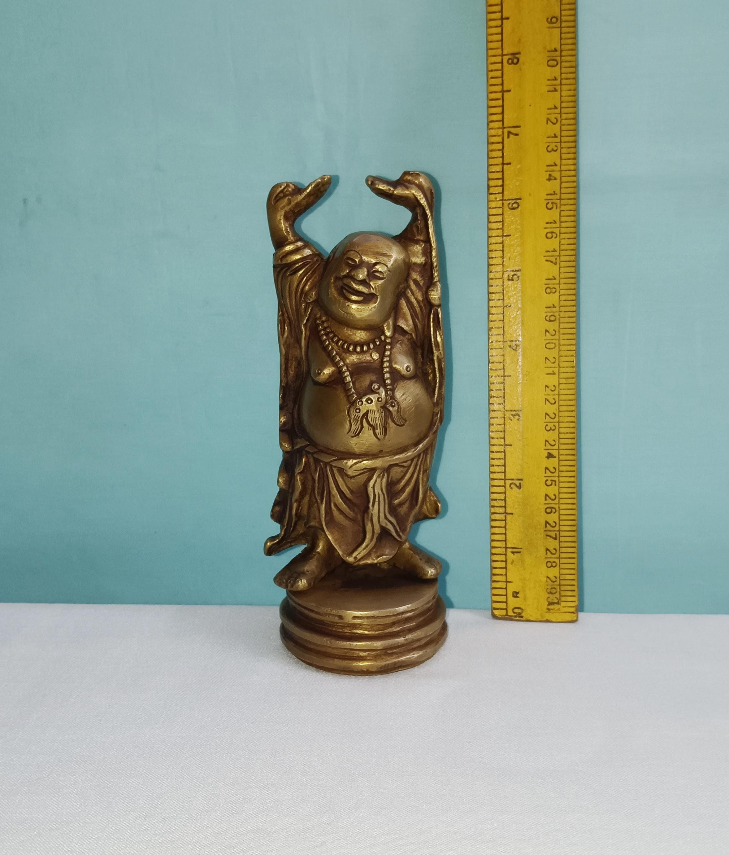 Brass Dancing Chinese Fat Man Statue | Brass Yoga Performing Uncle With ...