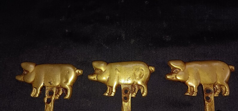 Brass Decorative Pig Design Hook Set of 05 Pieces | Brass Animal Design ...