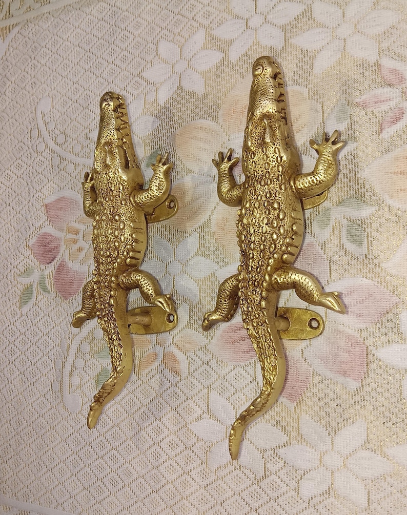 Sea Crocodile Design Main Door Handle Pair | Brass Reptile Alligator ...