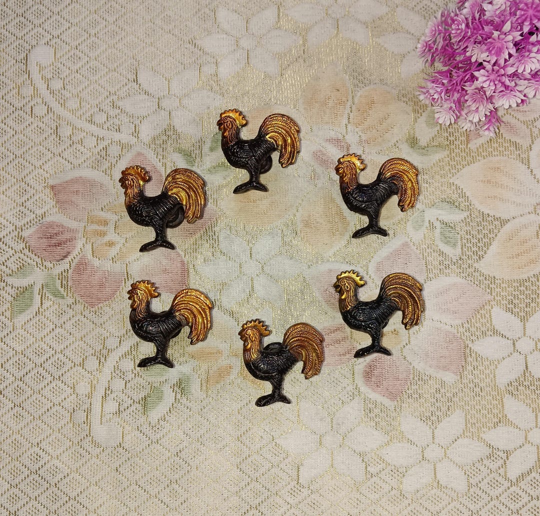 Brass Chicken Drawer Knob Set of 06 Pieces | Brass Rooster Bird ...