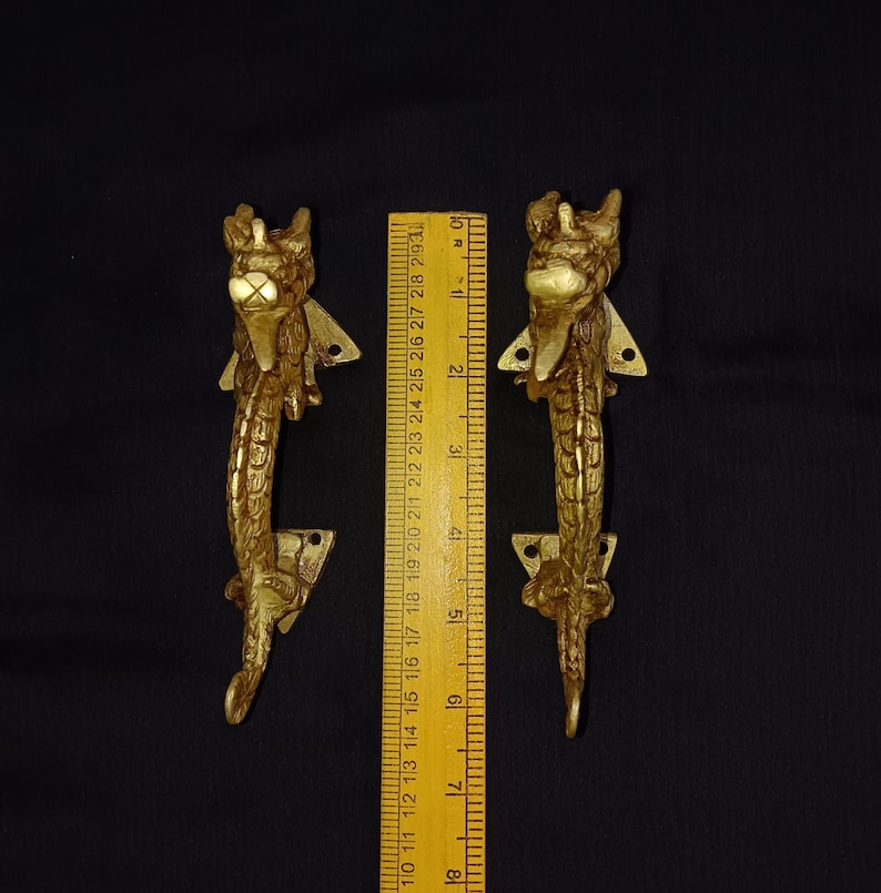 Open Mouth Dragon Door Decorative Handles | Brass Mythical Creatures ...