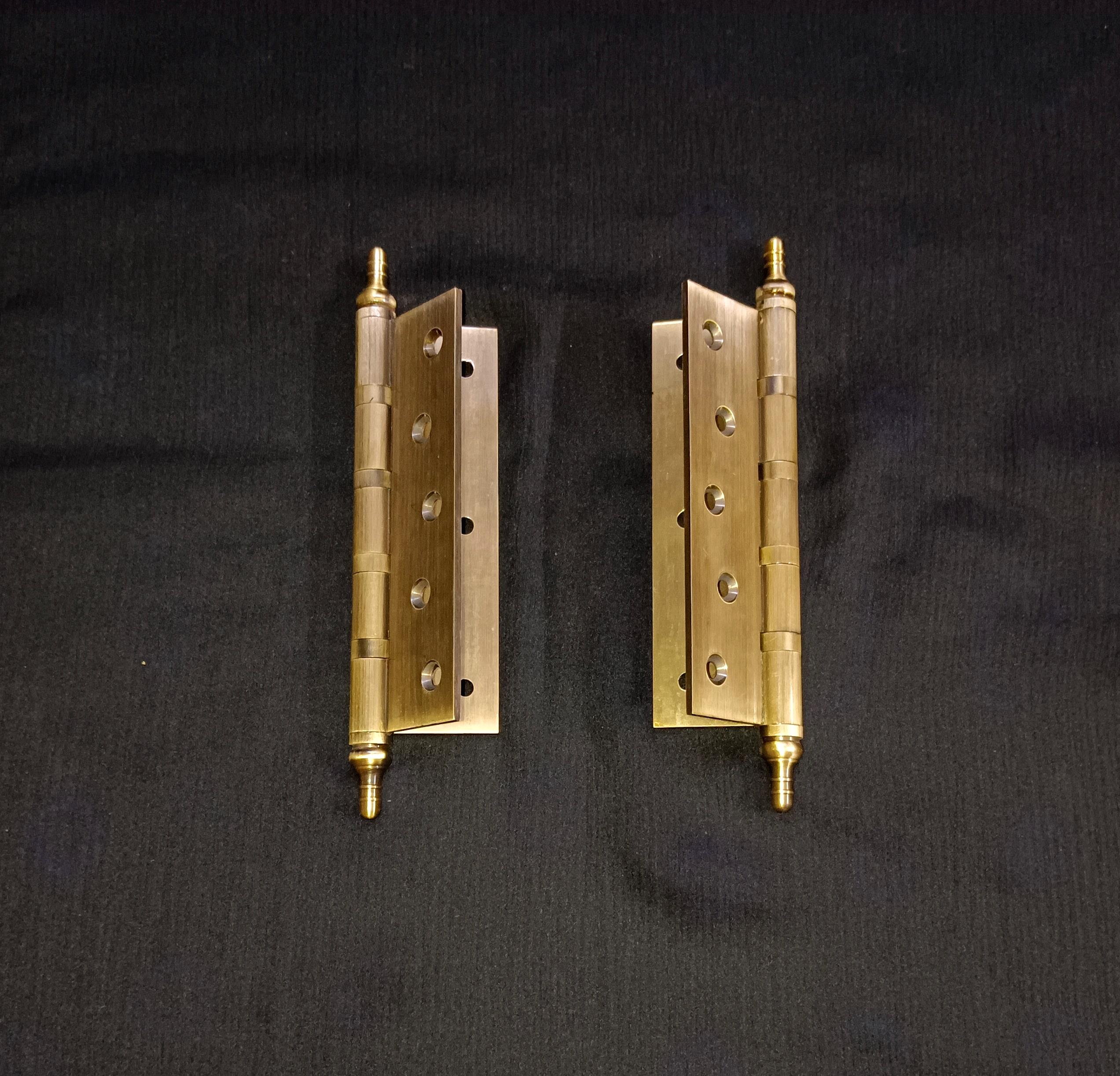 Lacquered Brass Wooden Door Hinges Set of 02 Pieces 7.0'' Inches Crown ...