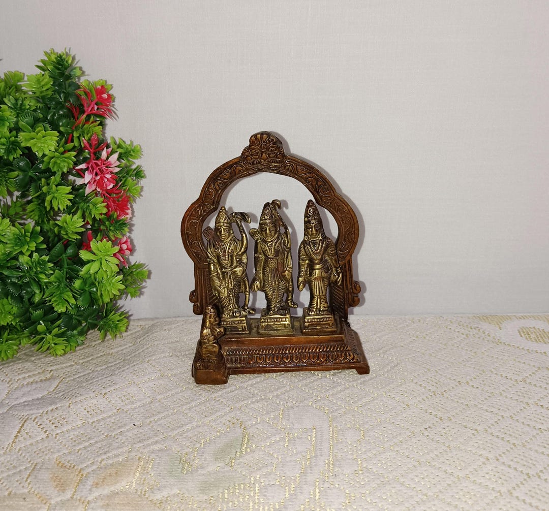 Brass Sita Rama Darbar Temple Centre Piece Deity Lakshman and Hanuman ...