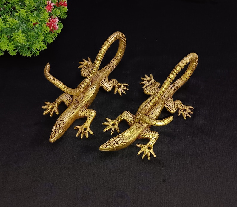 Wild Lizard Design Handle Door Decor | Brass Komodo Dragon Themed Home ...