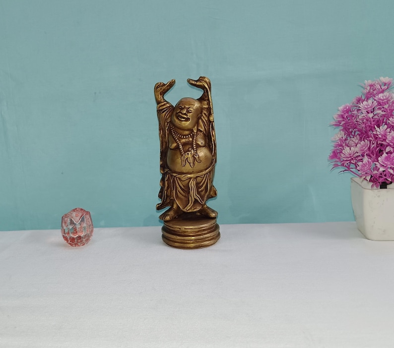 Brass Dancing Chinese Fat Man Statue | Brass Yoga Performing Uncle With ...