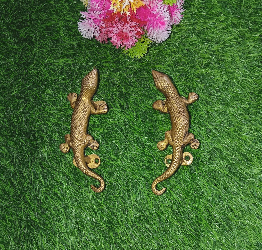 Gecko Lizard Cabinet Pulls Brass Komodo Dragon Reptile Themed Interior ...