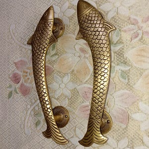 Trout Fish Door Decorative Handle | Brass Nautical Themed Curved Fish ...