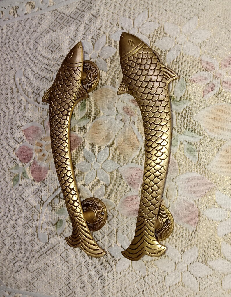 Trout Fish Door Decorative Handle | Brass Nautical Themed Curved Fish ...