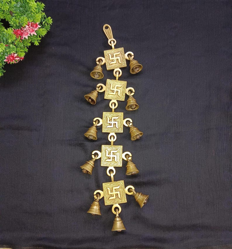 Lord Ganpati Symbols Ringing Bells | Brass Home Welcoming Wall Hanging ...