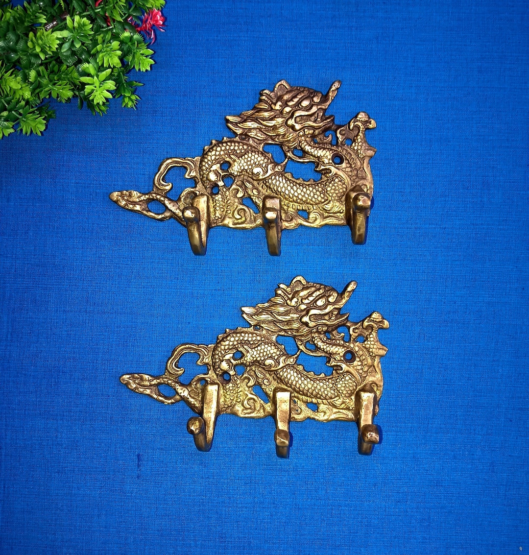 Brass Chinese Dragon Hook and Cloth Hanger Brass Flying Dragon Key ...