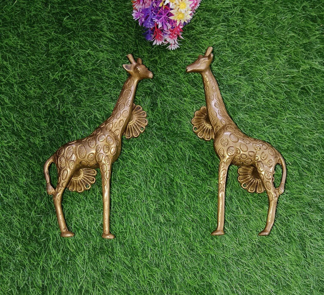 Brass Giraffe Door Pull Handles: Masai Couple Hardware, Set of 2 - Etsy