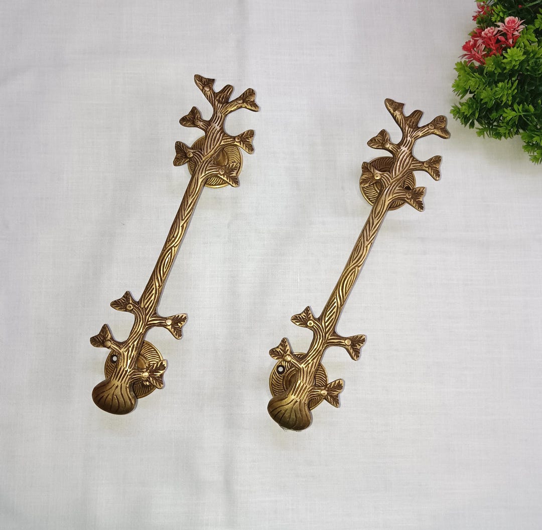 Tree Branch Design Door Handle Set | Brass Gardening Sprig & Twigs ...