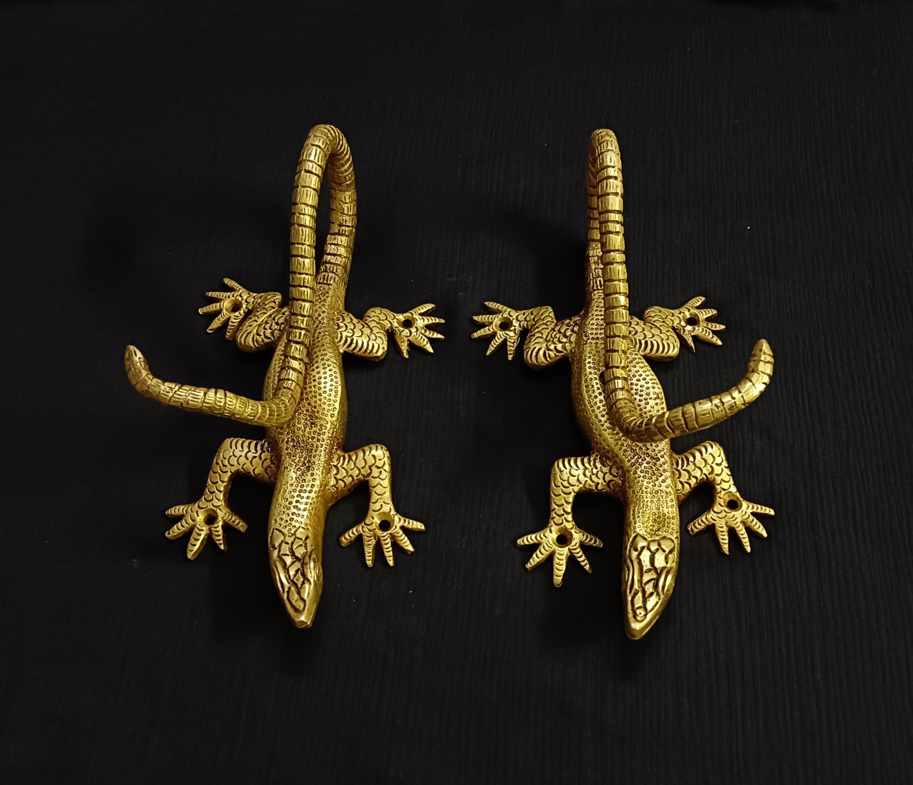 Wild Lizard Design Handle Door Decor | Brass Komodo Dragon Themed Home ...