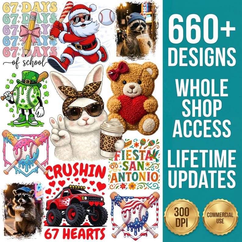 Whole Shop Bundle, 660+ Sublimation Designs PNG, Lifetime Access ...