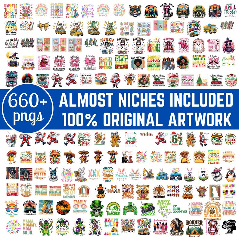 Whole Shop Bundle, 660+ Sublimation Designs PNG, Lifetime Access ...