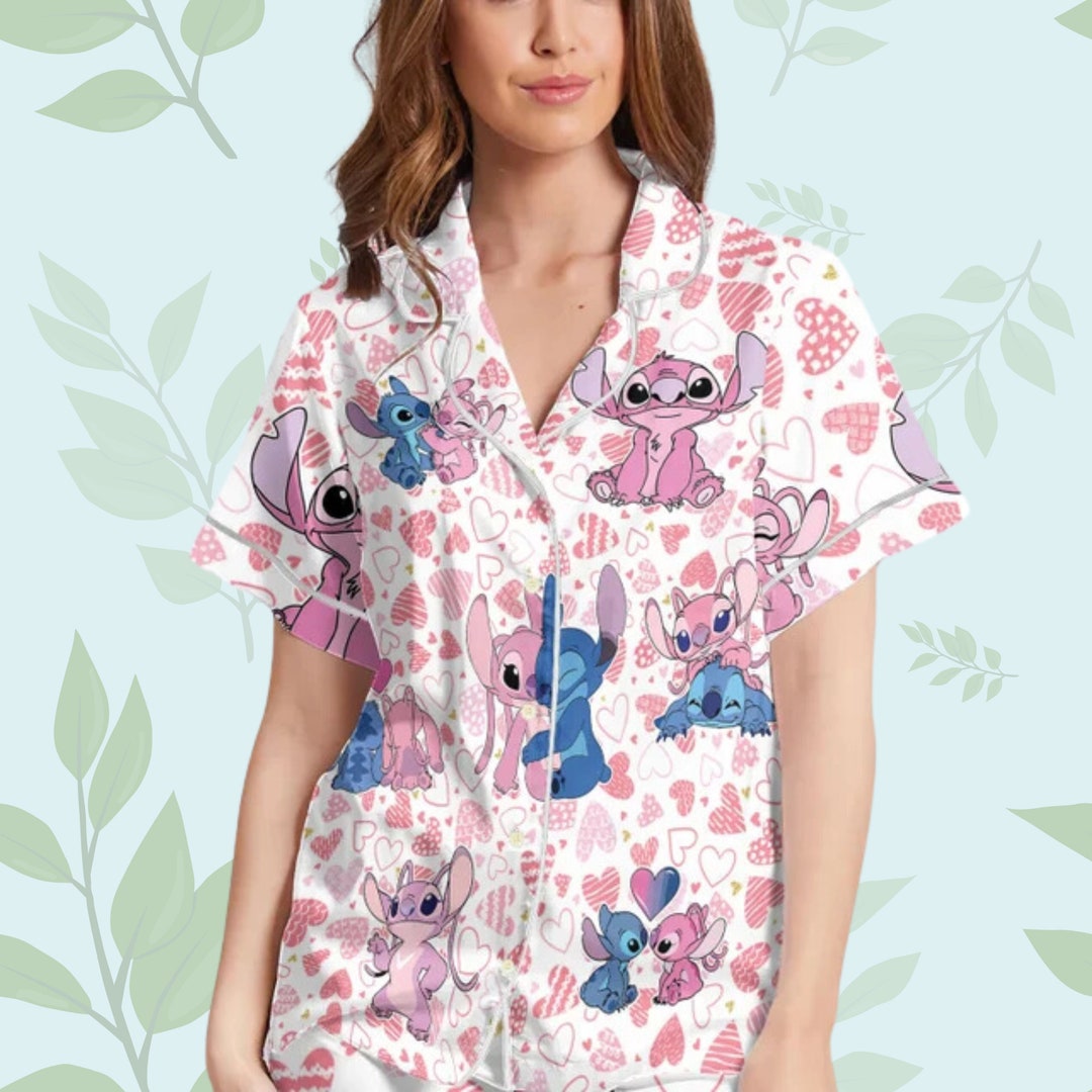 Disney Stitch Pajamas, Stitch and Angel Couple Pajamas, Valentine's Day ...