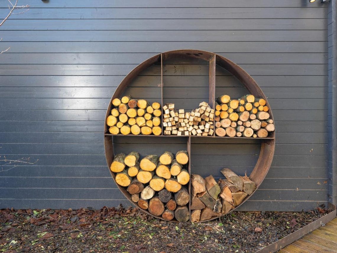 40'' 56'' Stylish Wood Log Stacker Firewood Rack Black Coating Indoor ...