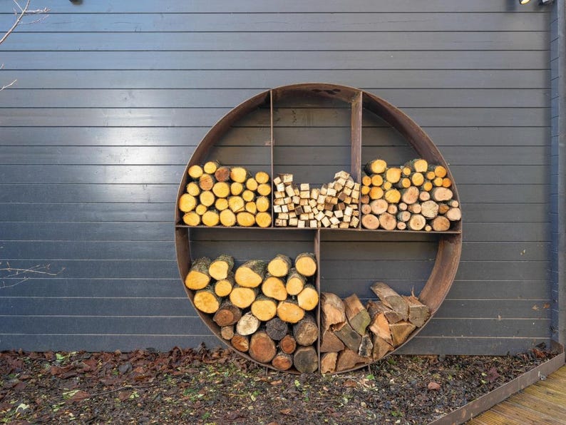 40'' 56'' Stylish Wood Log Stacker Firewood Rack Black Coating Indoor ...