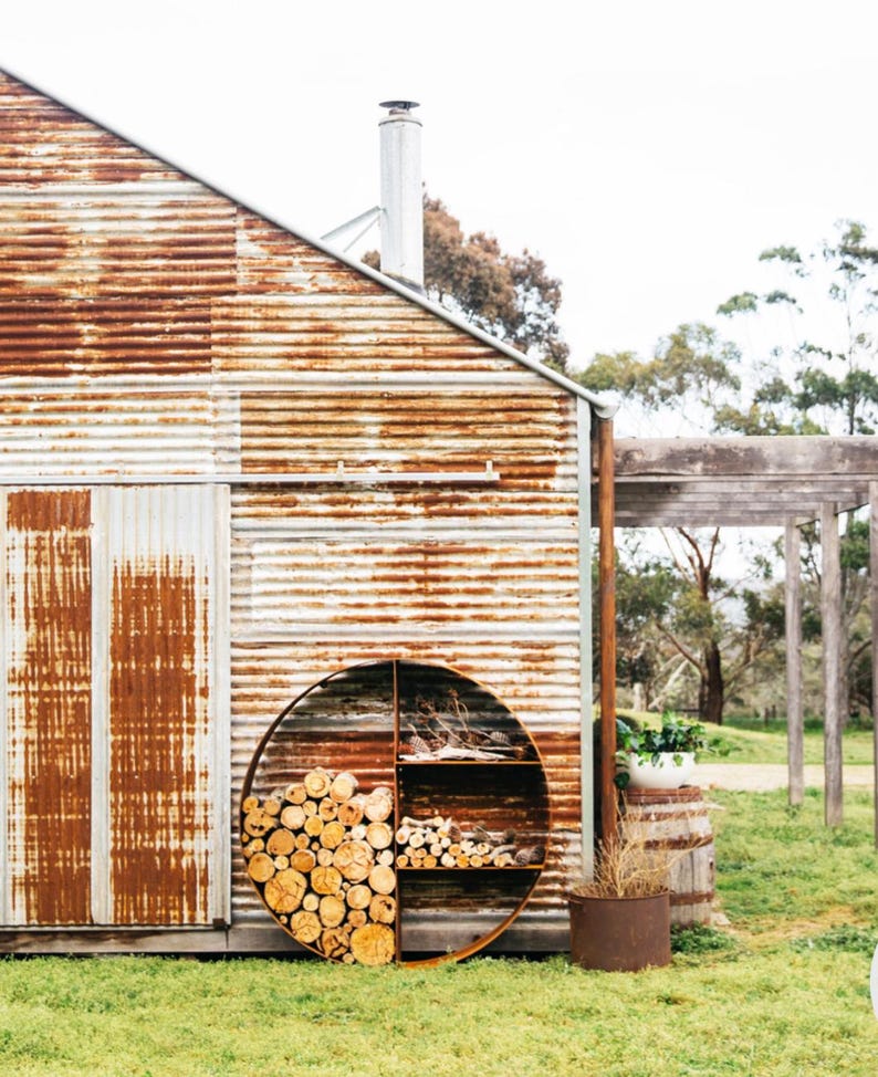 40'' 56'' Stylish Wood Log Stacker Firewood Rack Black Coating Indoor ...