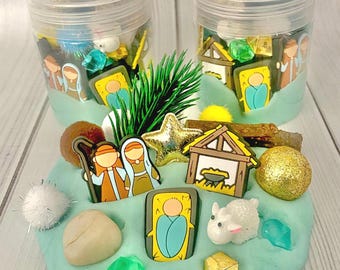 Nativity Playdough Kit, Holiday Playdough Sensory Kit, Religious Gift ...