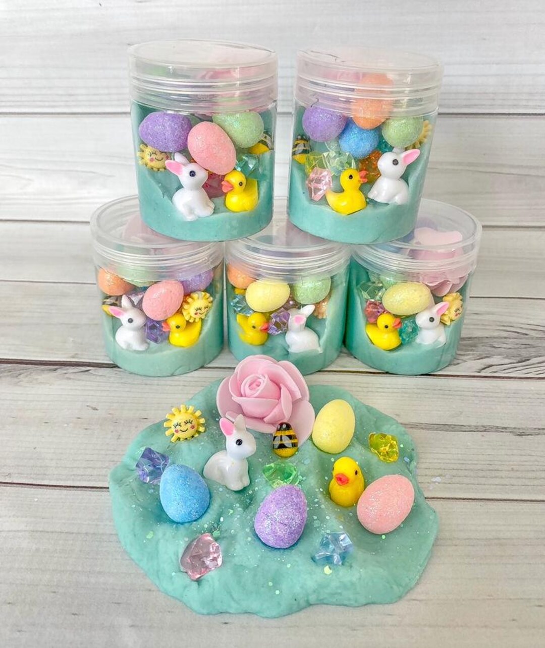 Easter Play Dough Jars Spring Bunny Boy Girl Basket Filler Gift Play ...