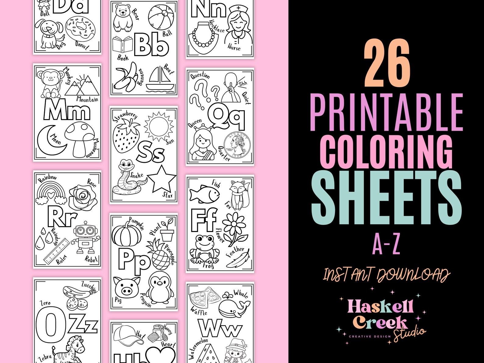 Alphabet Coloring Pages for Kids, ABC Coloring Sheets, Kids Coloring ...