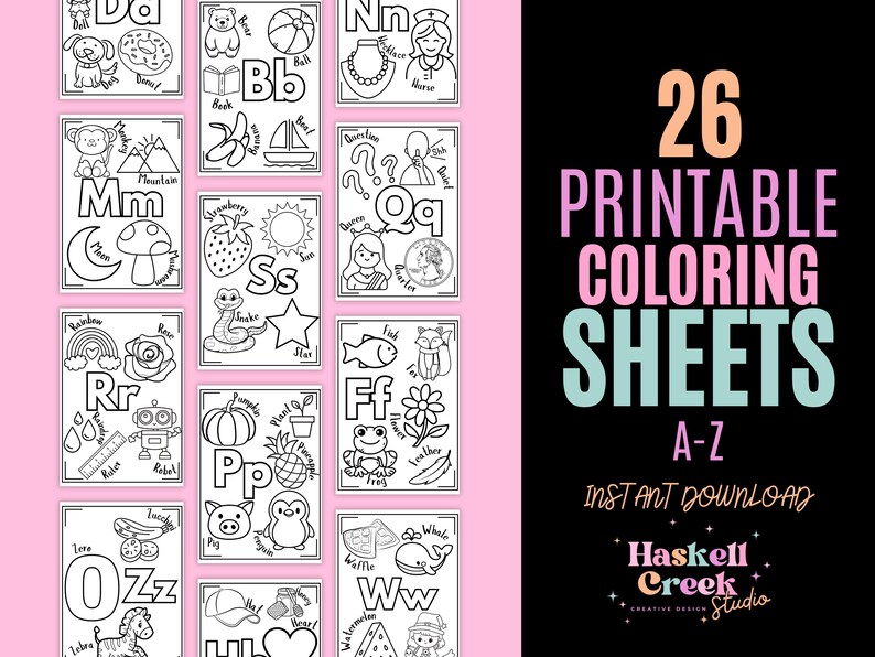 Alphabet Coloring Pages for Kids, ABC Coloring Sheets, Kids Coloring ...