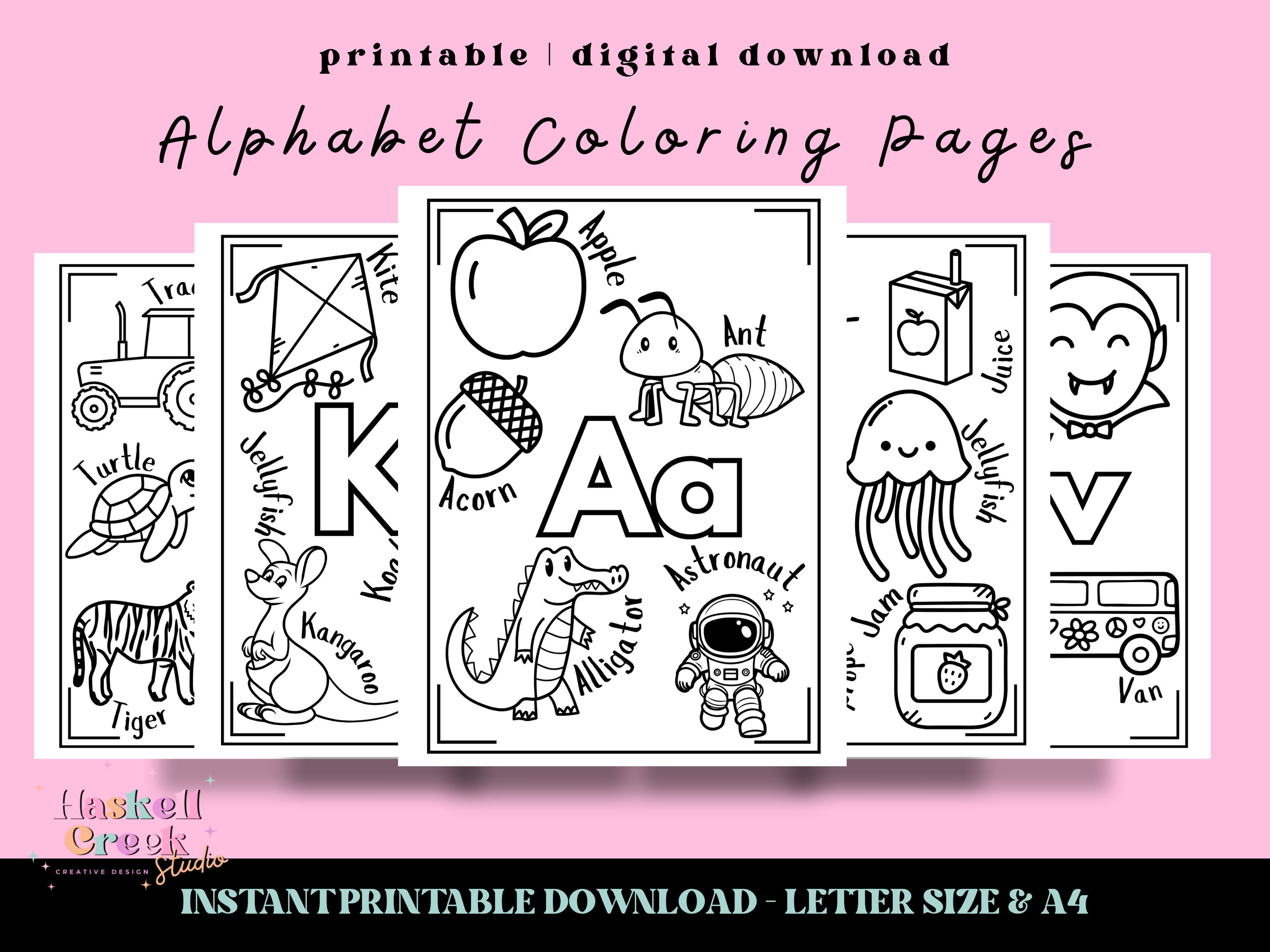 Alphabet Coloring Pages for Kids, ABC Coloring Sheets, Kids Coloring ...