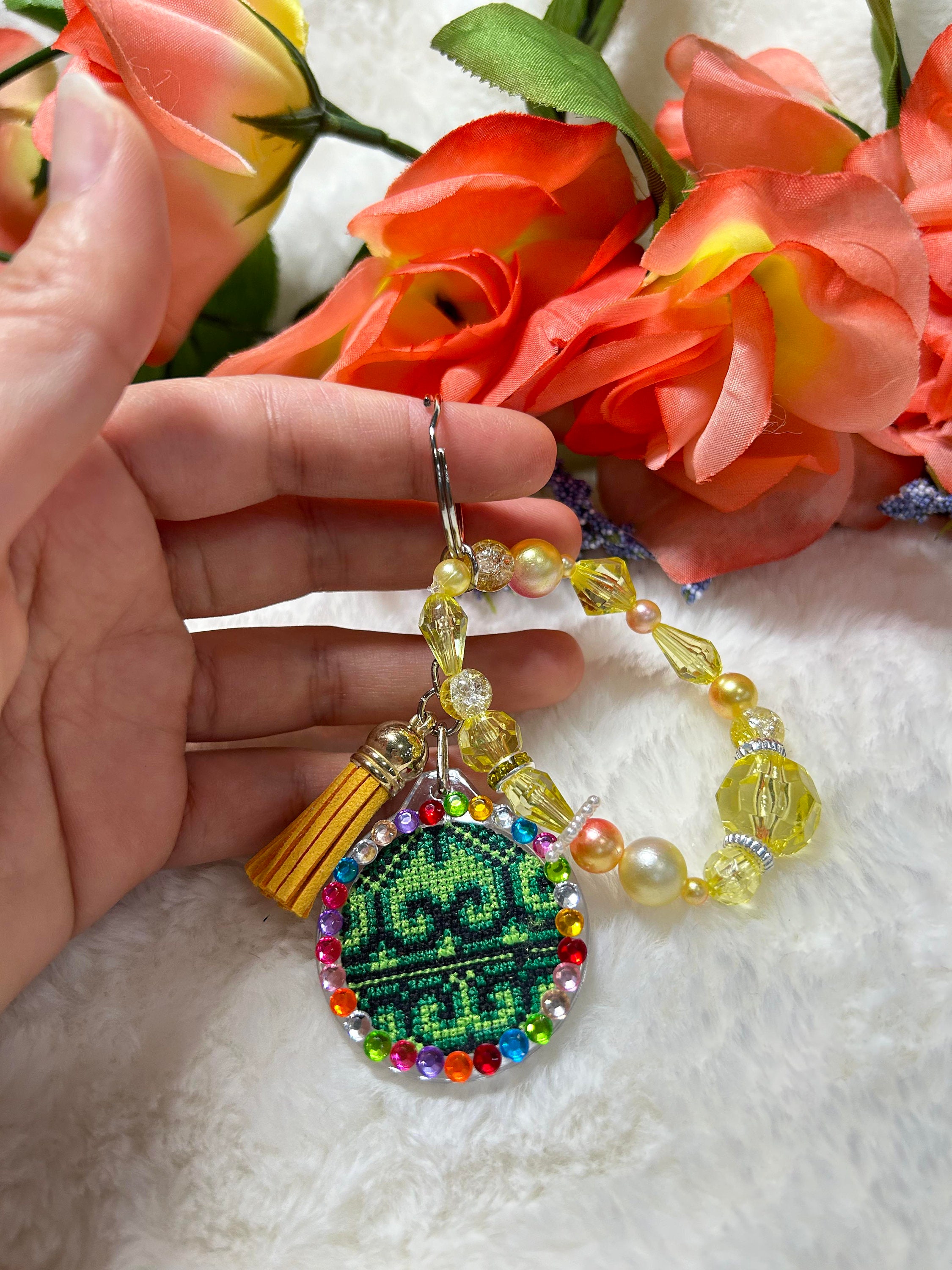 Hmong Embroidered Keychain Shape Circle - Etsy