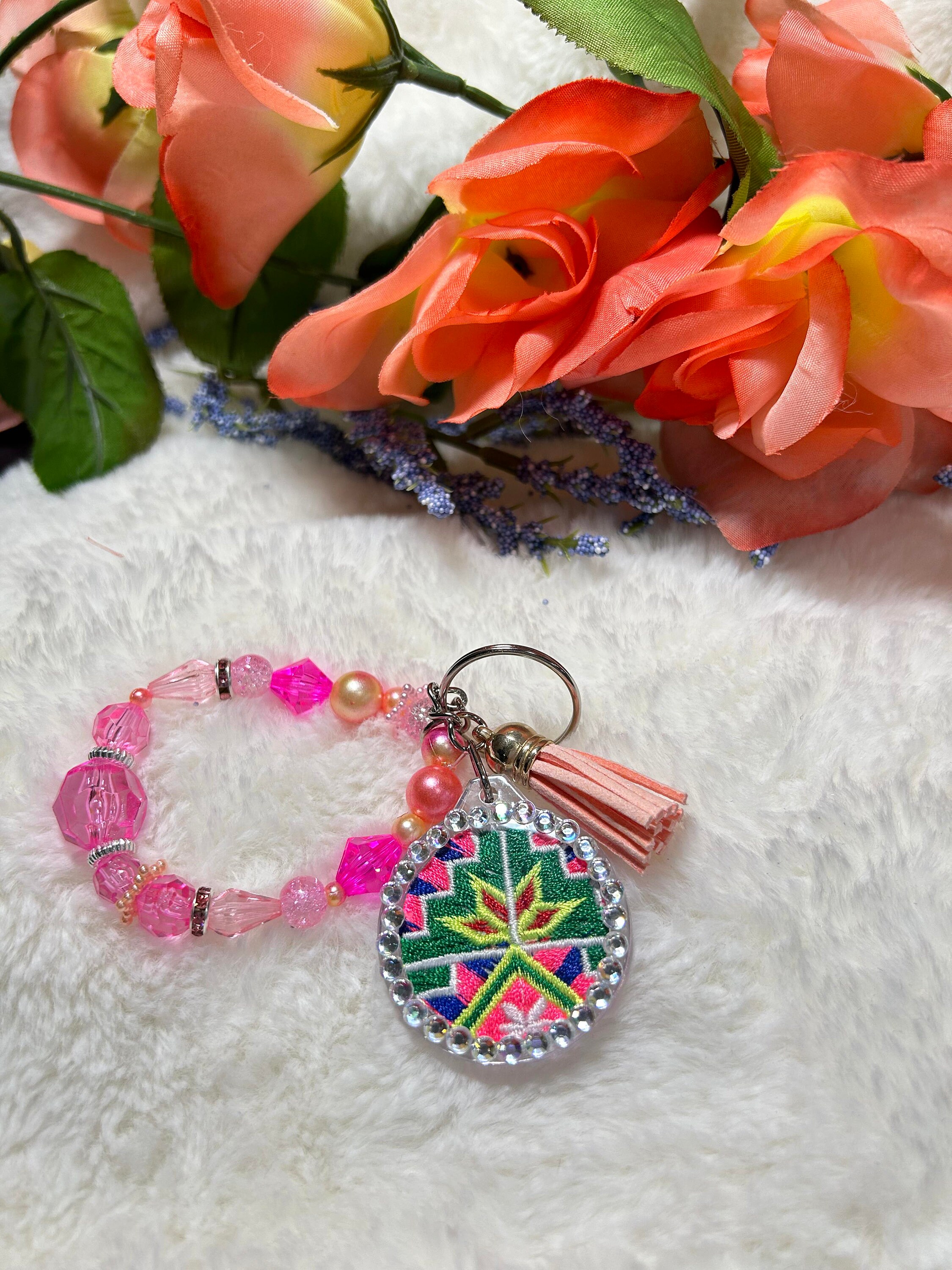 Hmong Embroidered Keychain Shape Circle - Etsy