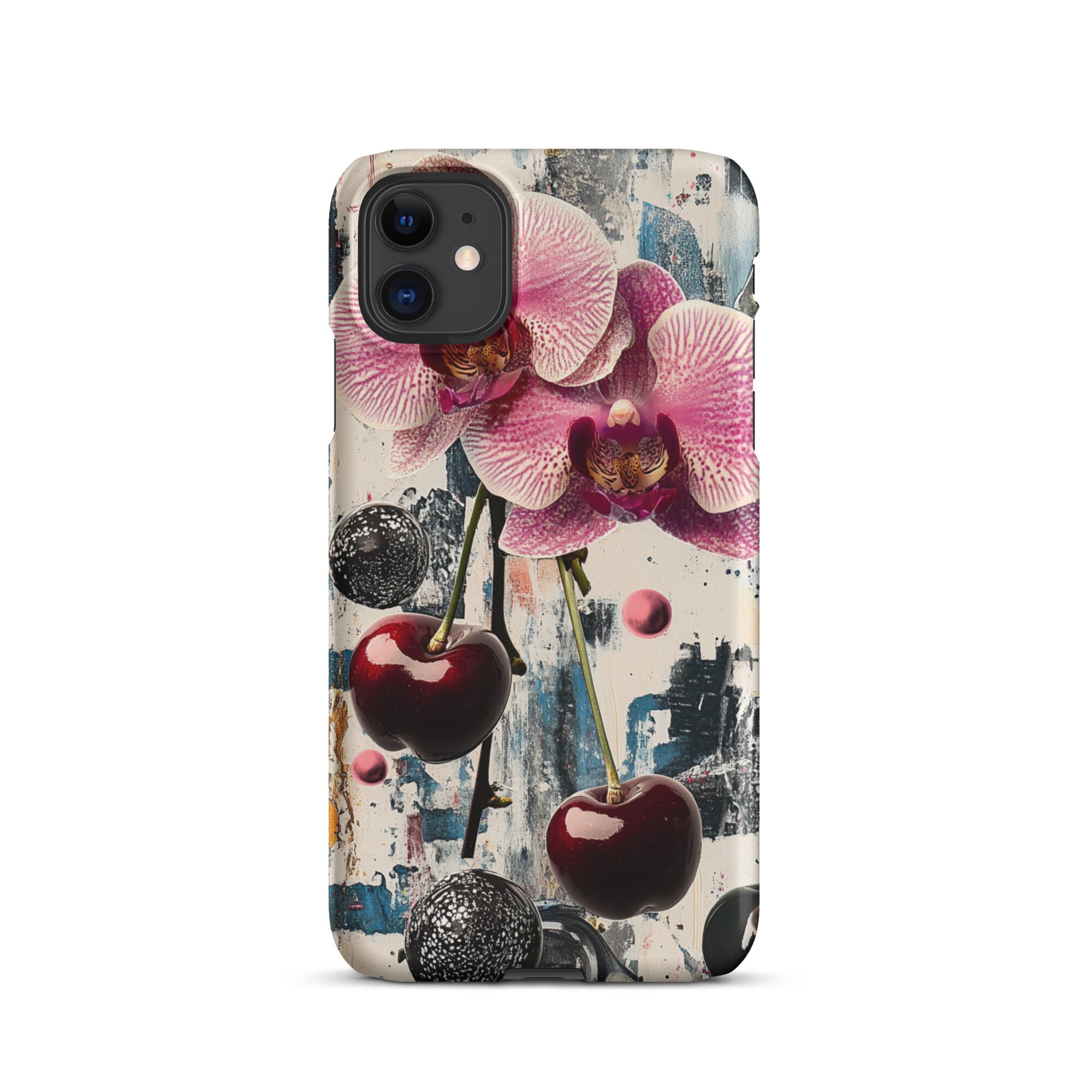 Dark Cherry Orchid Flower Vintage Collage Art Snap Case iPhone 14, 13 ...