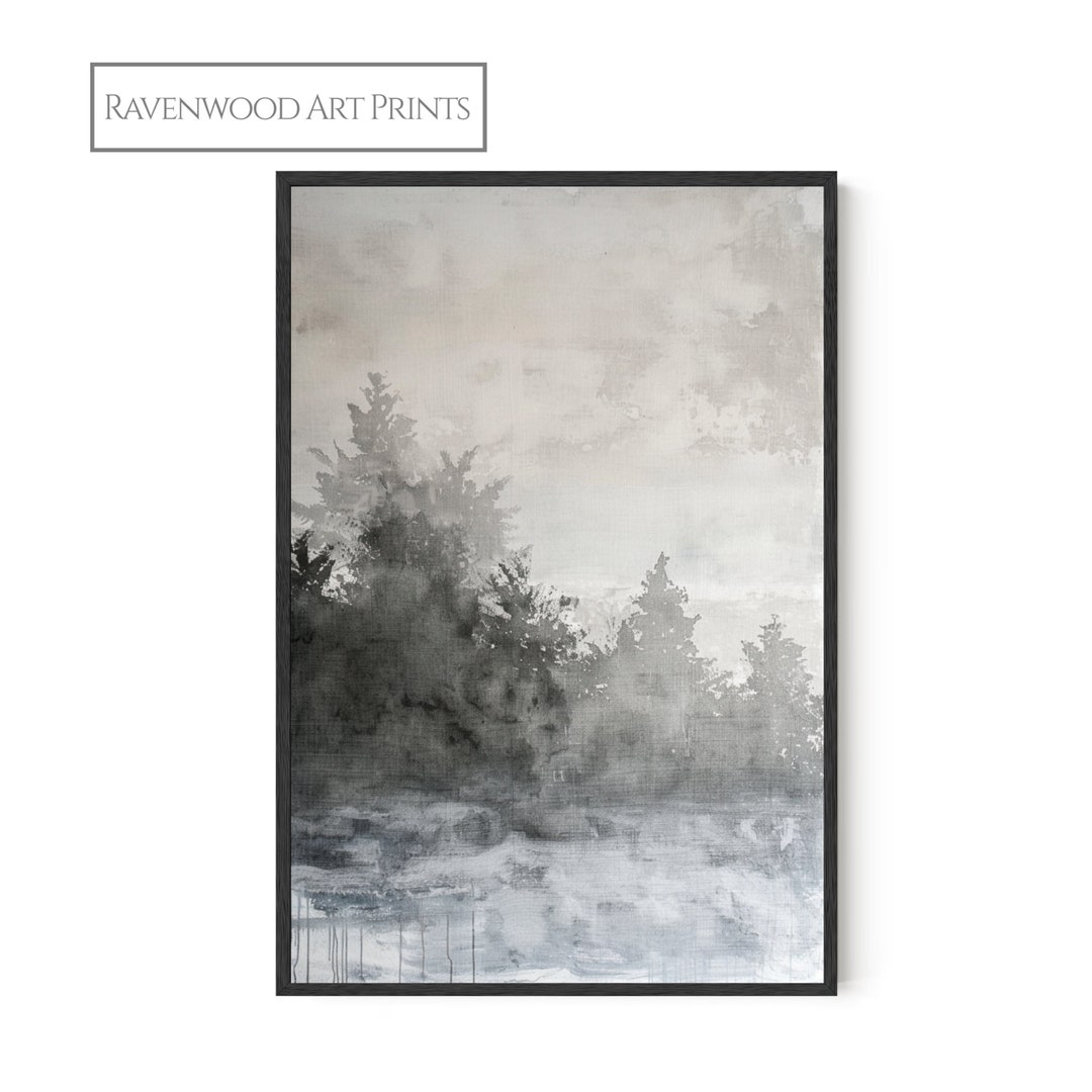 Abstract Grey Forest Landscape Painting-digital Art Print Instant ...