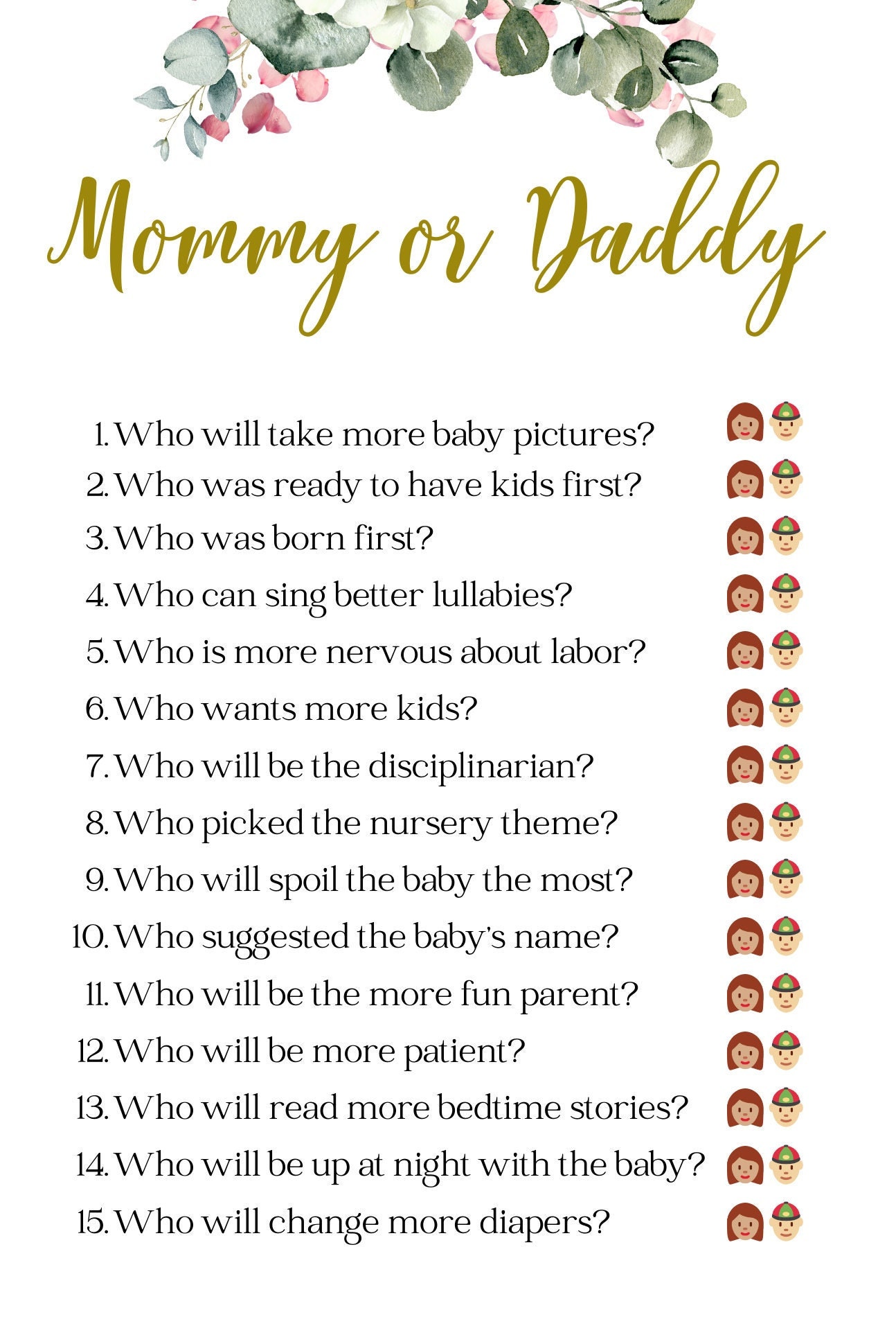 Baby Shower Game Cards - Etsy