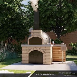 Wood-fired Outdoor Pizza Oven Plan + 3D Model (PDF Blueprint) | DIY ...