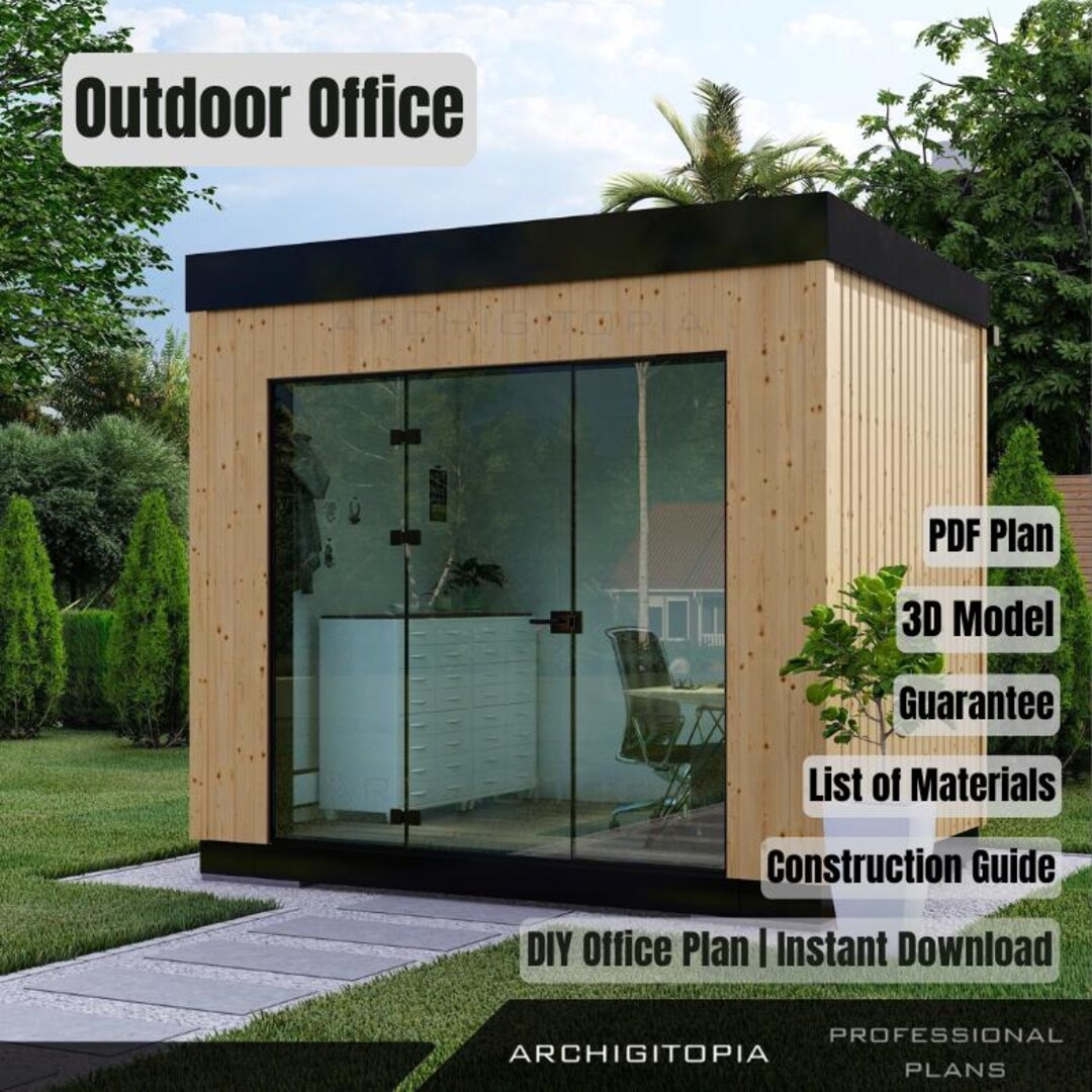 DIY Modern Backyard Office Plan PDF: 7.5x10.1 Ft Studio + FREE Planter ...