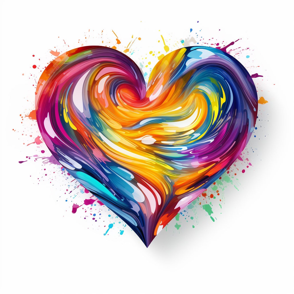 Heart Shaped Bright Colorful Tattoo Abstract Image With Splashing ...