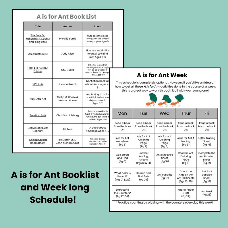 A Preschool Activity Pack A is for Ant Learning Bundle Preschool ...