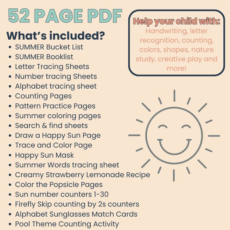 Summer Preschool Worksheet Bundle Pre K Kindergarten Activity Pack ...