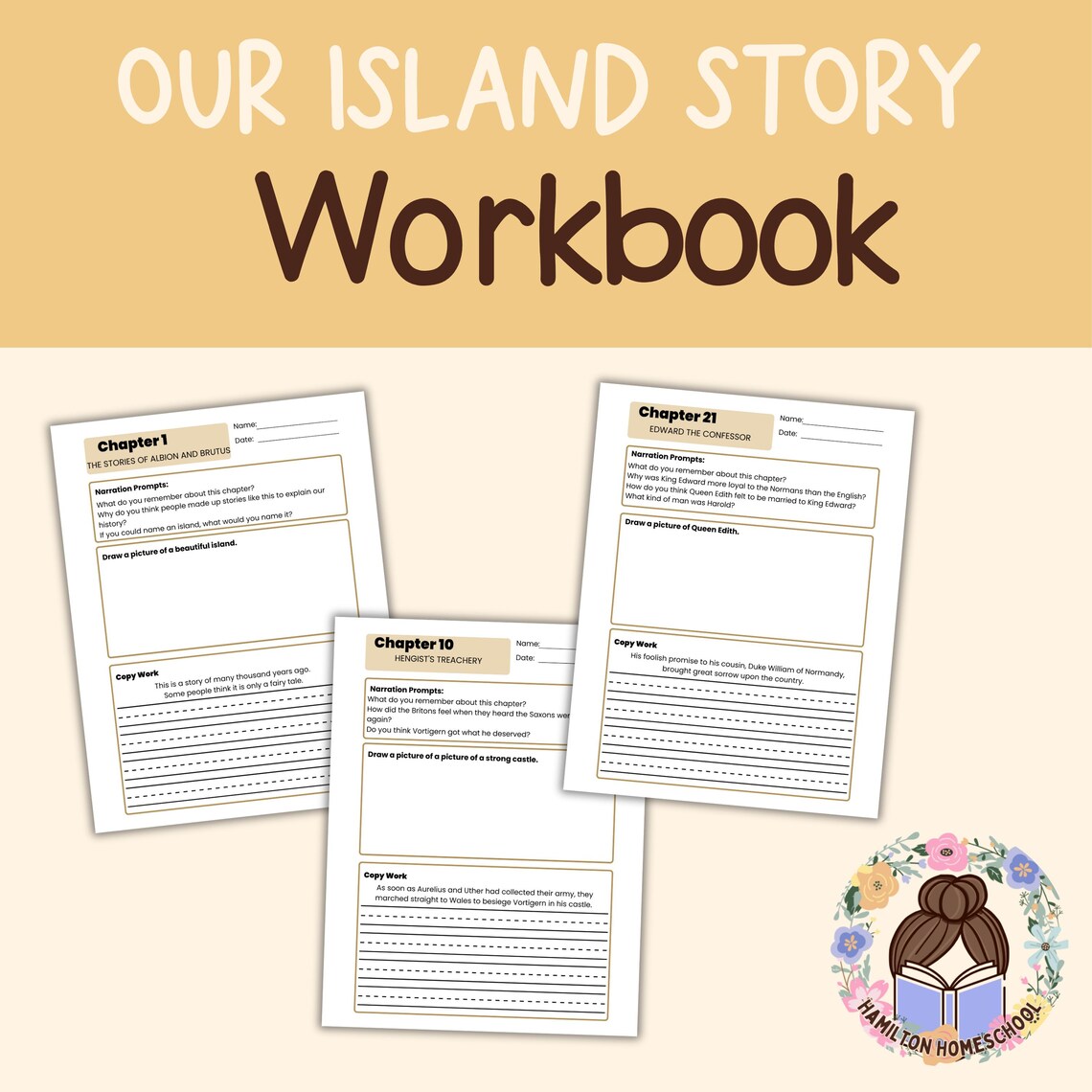 Our Island Story Worksheets: Charlotte Mason Year 1, Copywork & Visual ...