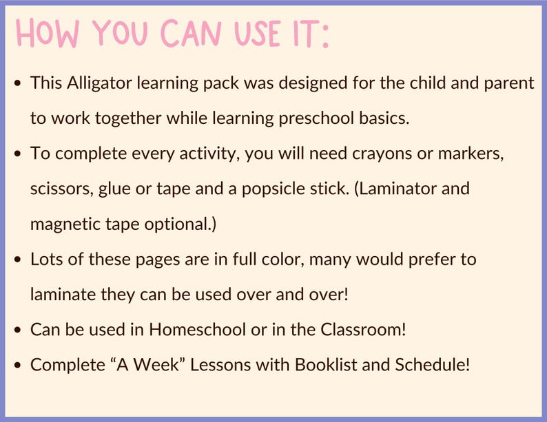 Alligator Preschool Learning Pack: Letter A Activities (37 Page PDF) - Etsy