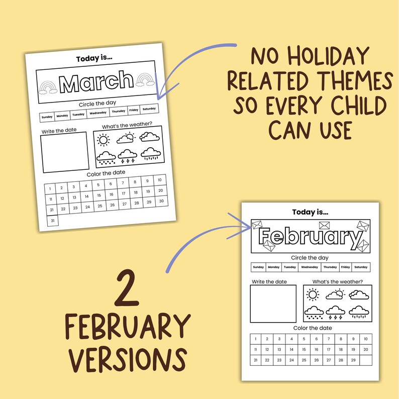 Kindergarten Daily Calendar Worksheet: Preschool Learning, Homeschool ...