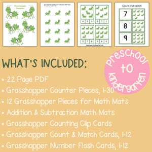 Grasshopper Math Activity Bundle: Preschool Counting Games (PDF ...
