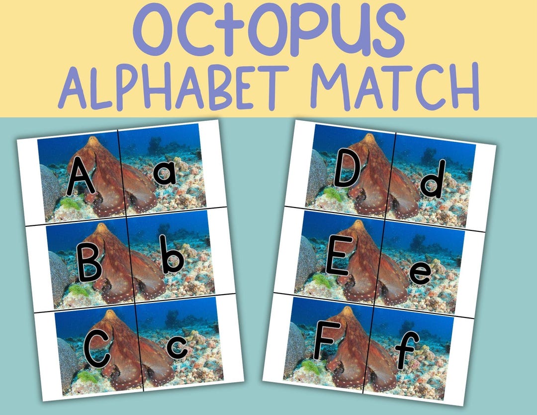 Octopus Alphabet Matching Game: Upper & Lower Case Letters - Etsy