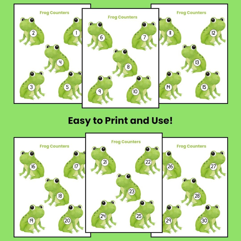 Frog Number Counters 1-30 Preschool Kindergarten Math Manipulatives ...