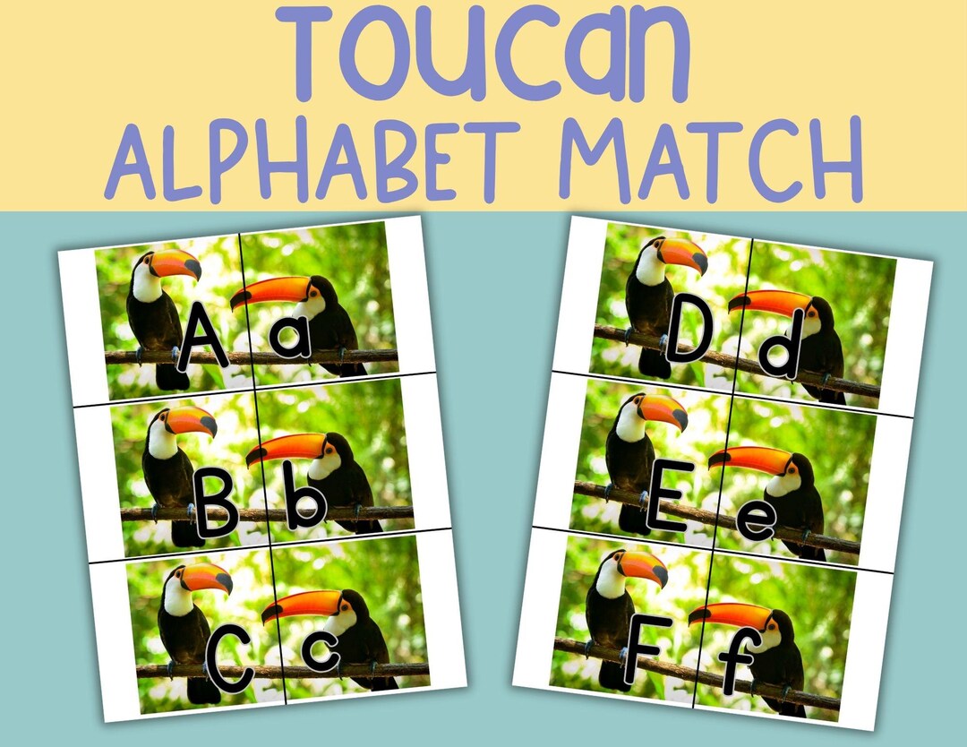 Toucan Alphabet Matching Game: ABC Learning Cards Montessori - Etsy