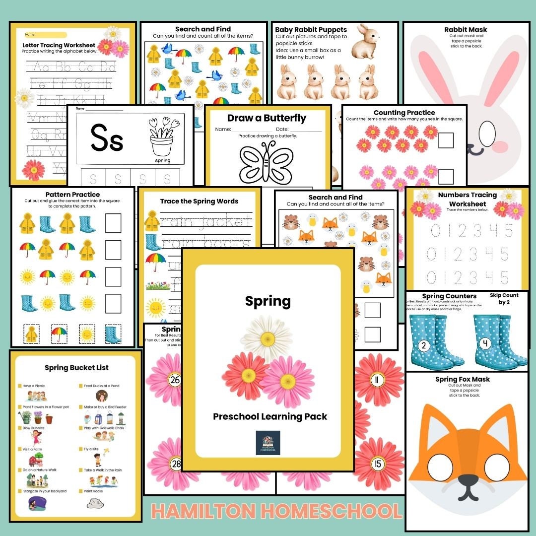 Spring Preschool Activity Sheets Bundle Worksheets Kindergarten Pre K ...