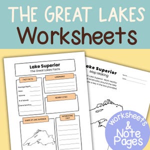 Great Lakes Worksheets and Note Pages North American Great Lakes ...