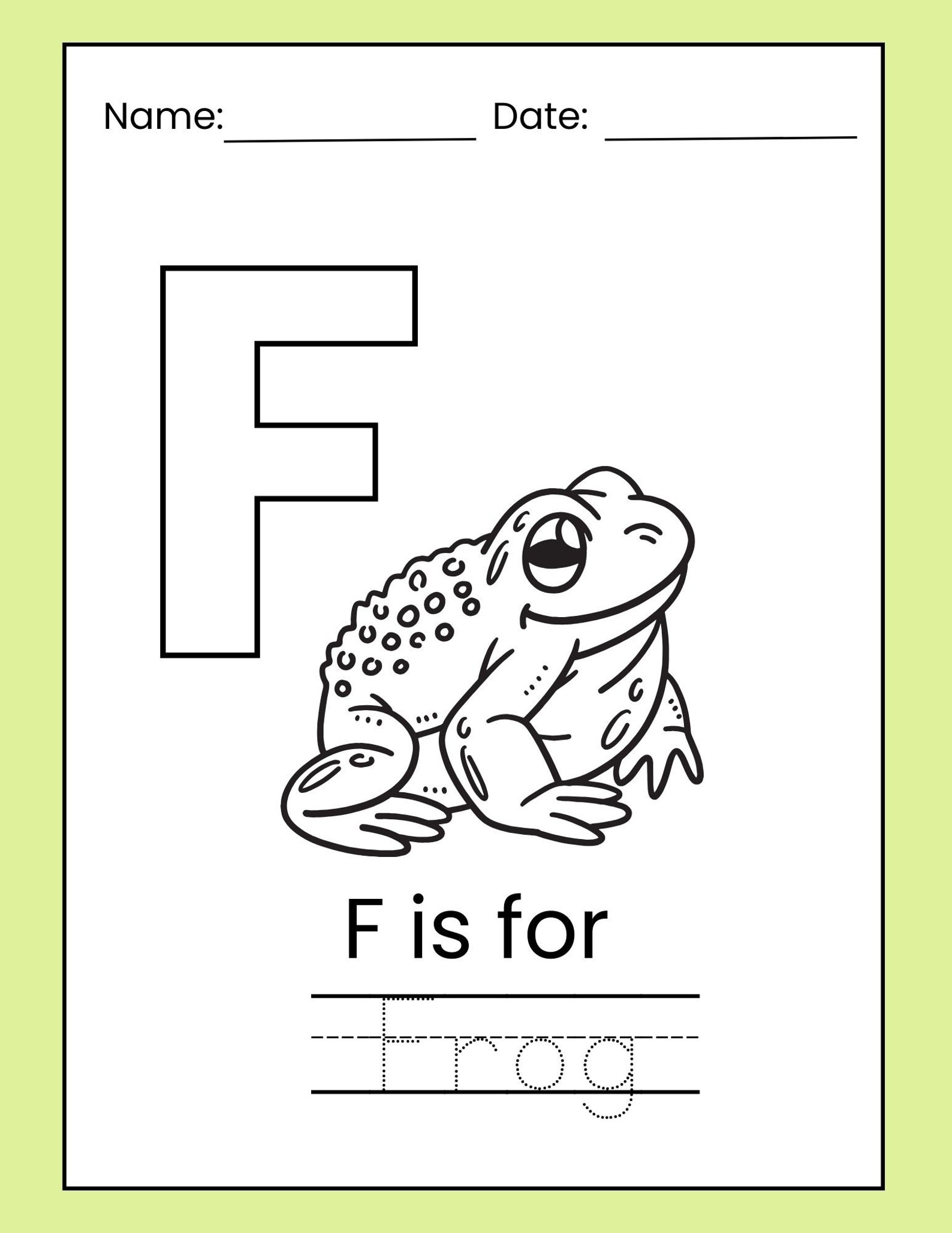 Frog Preschool Activity Sheets Frog Theme F is for Frog Activities Worksheets Workbook ...