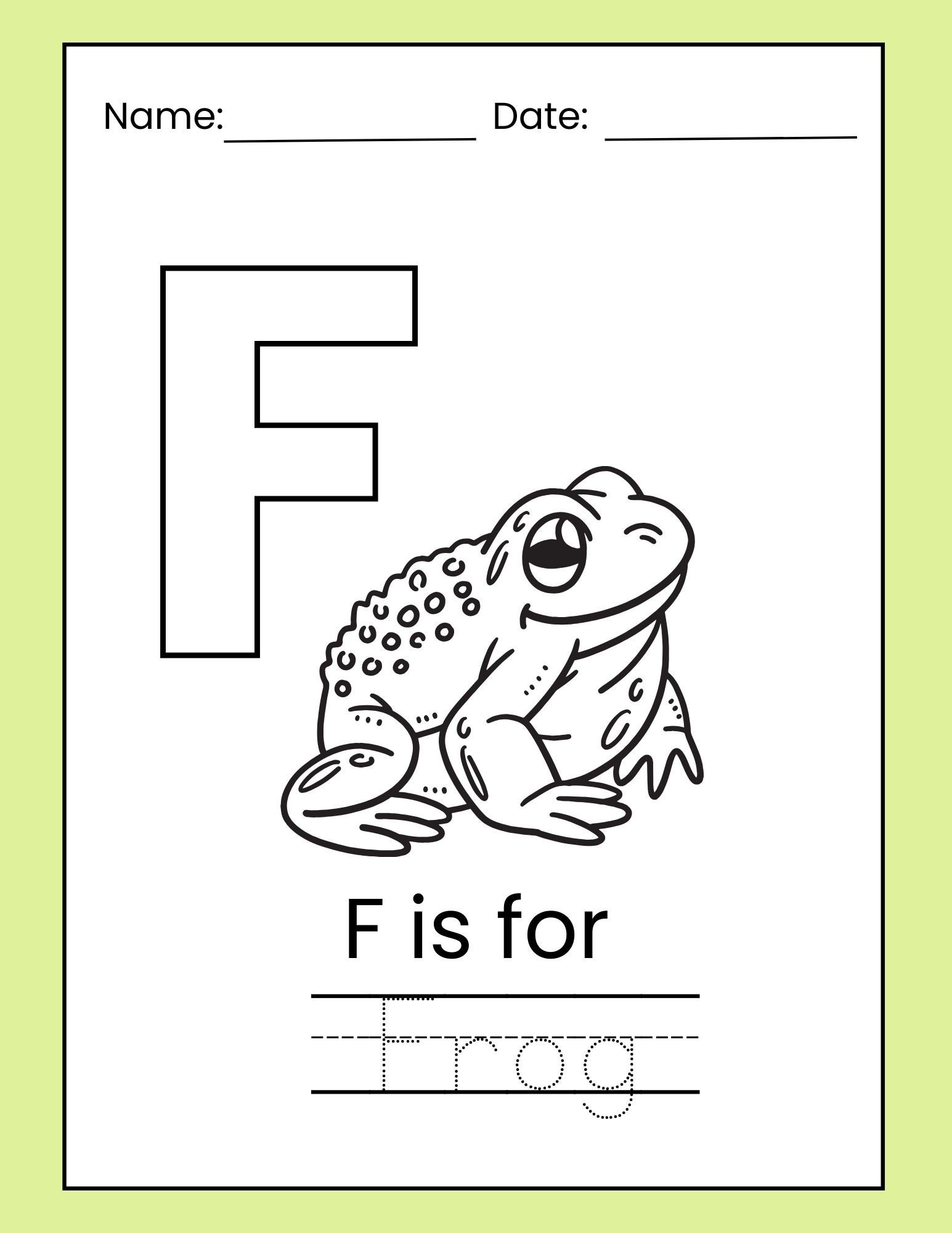 Frog Preschool Activity Sheets Frog Theme F is for Frog Activities ...