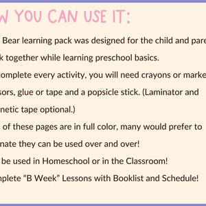Bear Theme Preschool Activity Pack: Letter B Week Curriculum PDF ...